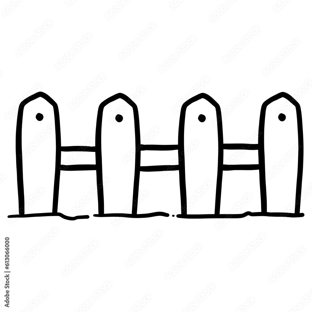 fence isolated on white Doodle Line art, lined design,clip art, element ...