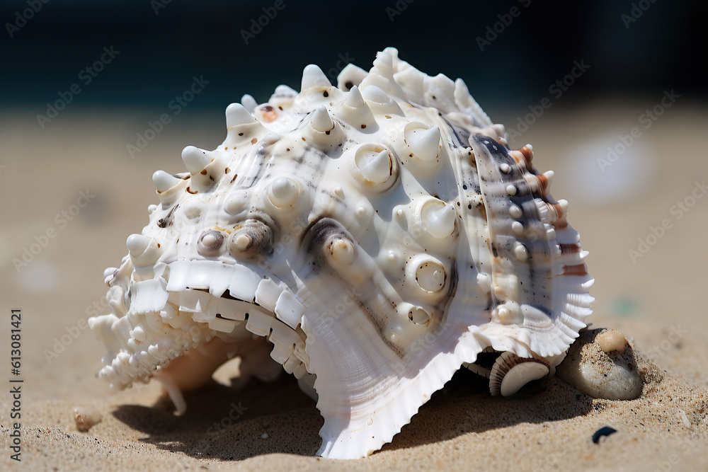Closeup empty marine shell on the sea, Shell exoskeleton lying on the ...