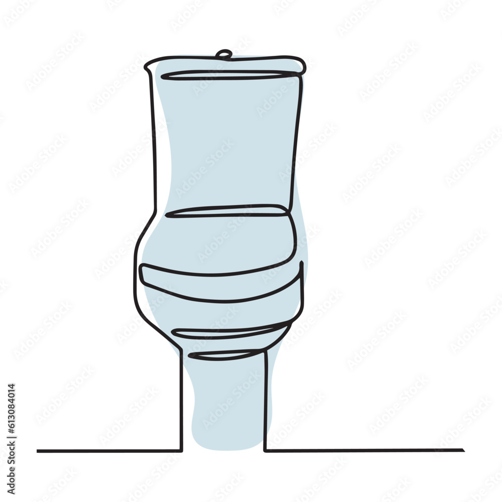 One continuous drawn single art line doodle sketch toilet. Toilet in ...