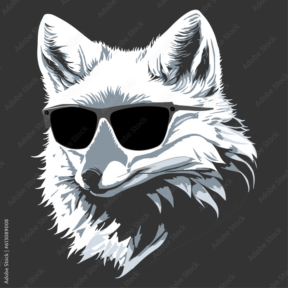 wolf head t-shirt design. fox tattoo design, artic fox face portrait ...