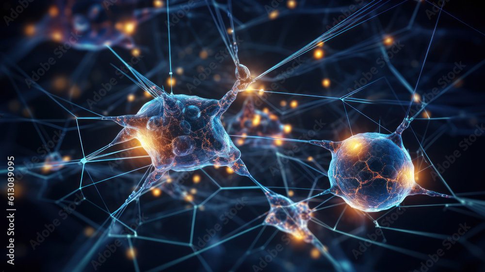 AI-assisted 3D representation of a neural network, demonstrating the ...