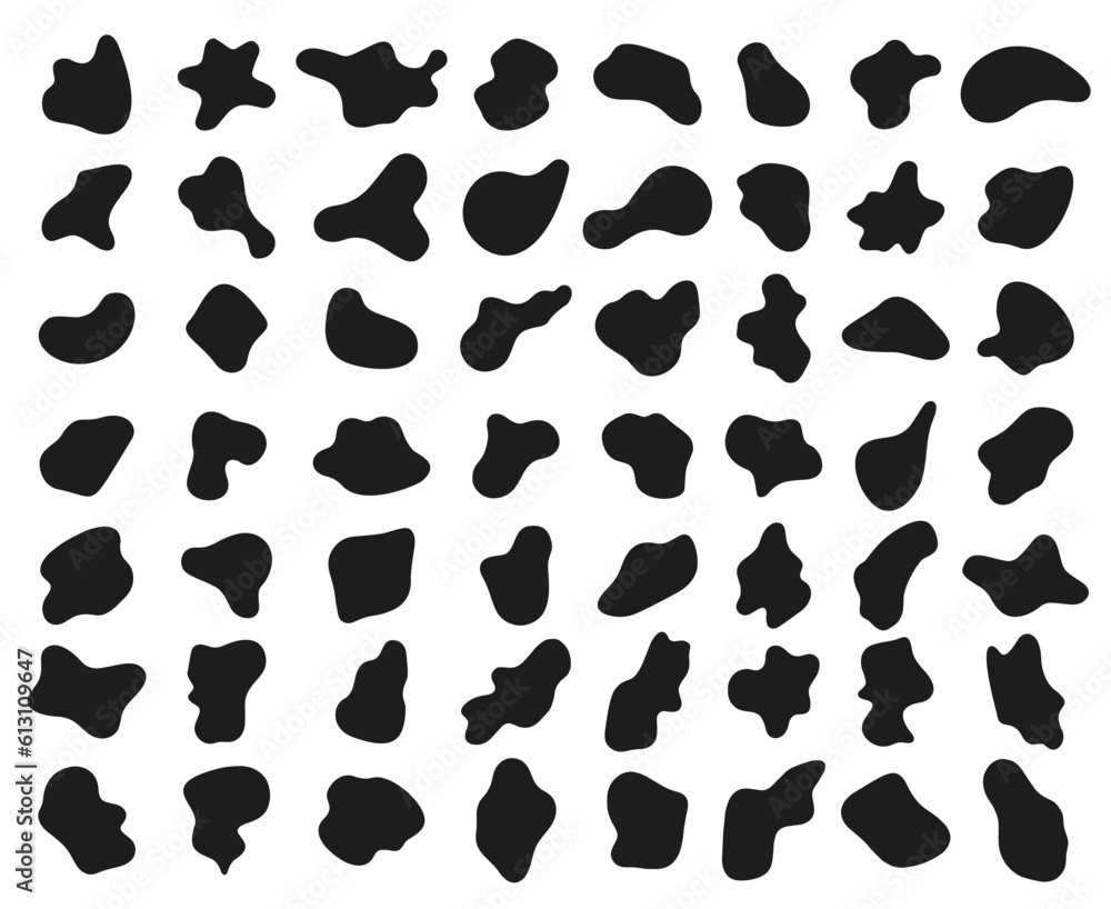 Blob mask shapes. Unique abstract liquid forms, organic black ...