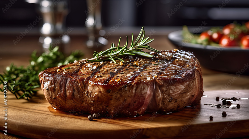 Ribeye steak is delicious food. AI Generated. ilustração do Stock ...