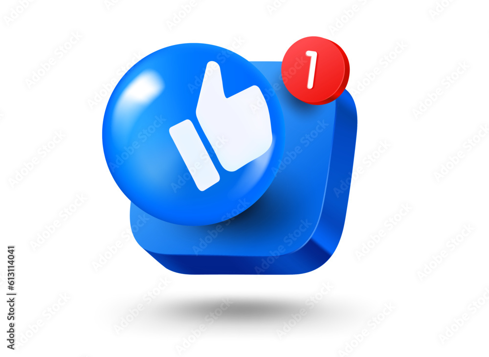 Mobile app button with thumbs up emoji. 3d vector mobile application ...