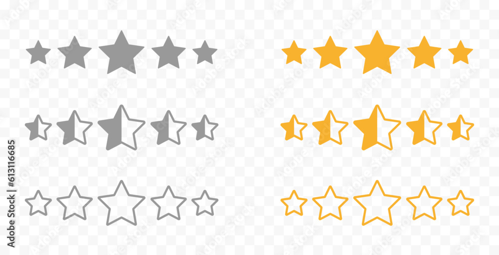 One to five full and half full stars easily editable line art symbol ...