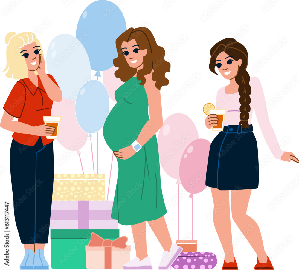 baby shower celebration vector. party birth, pregnant table, cute boy ...