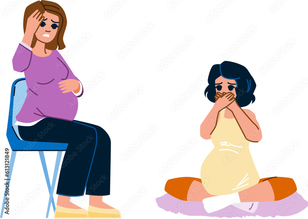 morning sickness vector. woman nausea, sick pregnancy, vomit women ...