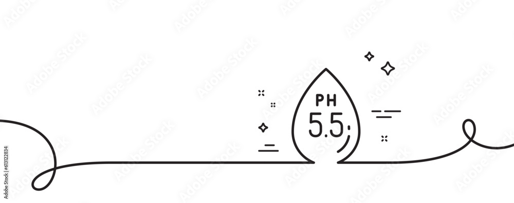 Ph neutral line icon. Continuous one line with curl. Clinically tested ...