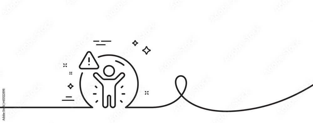 Social distance line icon. Continuous one line with curl. People ...