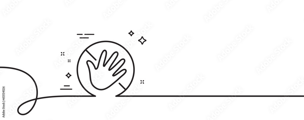 Do not touch hand line icon. Continuous one line with curl. Hygiene ...