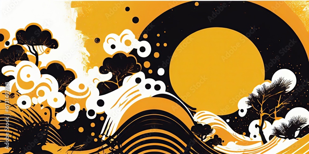 Graphical wilderness-themed design Fluid summer emotional design ...