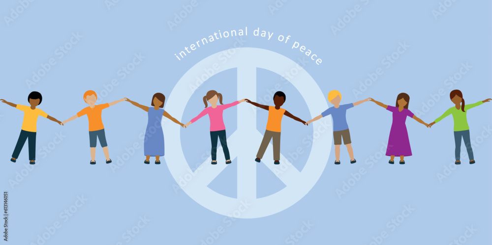 children of different skin color holding hands on international day of ...