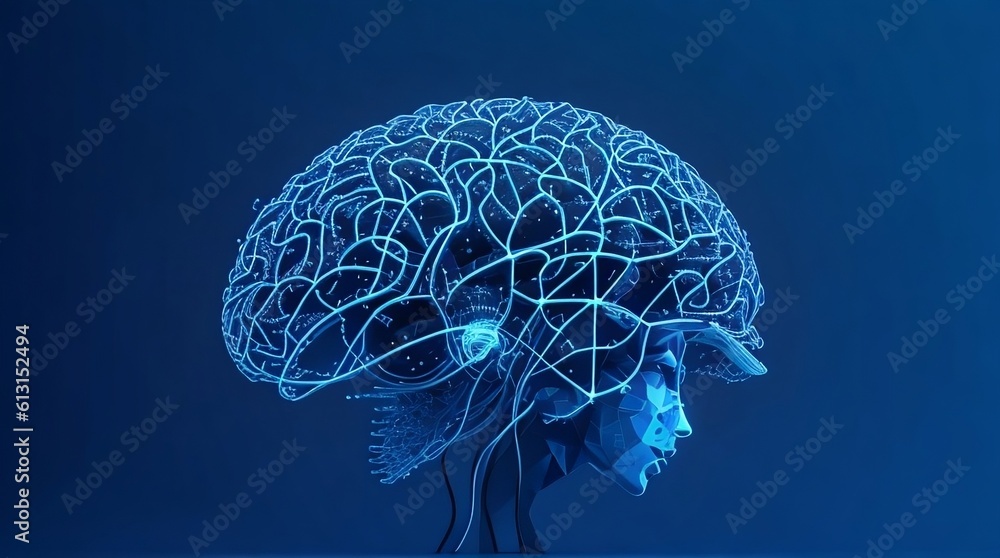 digital technology ai robotic brain, Digital brain floating in ...