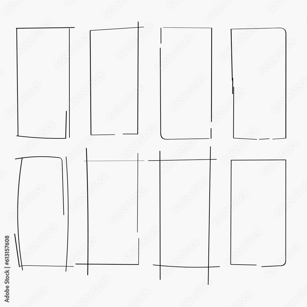 Grunge and hand drawn vertical rectangle frames Stock Vector | Adobe Stock