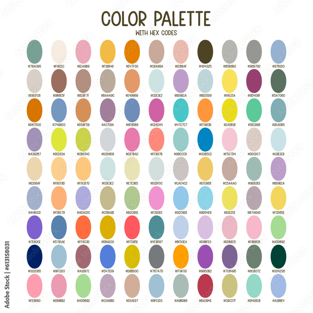Colorful boho color palette with hex codes for kids illustration and ...