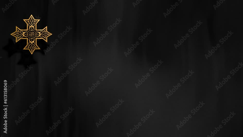Liturgic black velvet with golden Christian Coptic Orthodox Cross. 3D ...