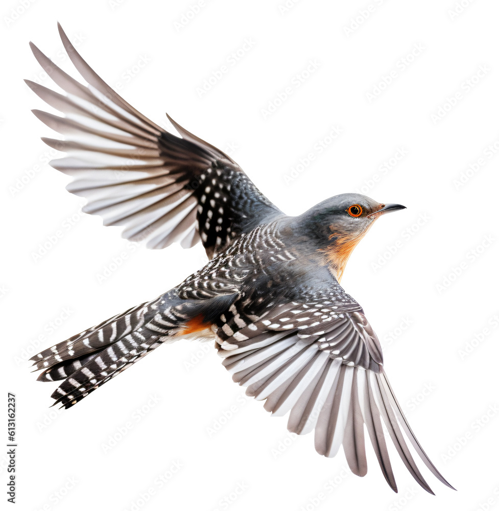 Flying cuckoo isolated on the transparent background PNG. Top view. AI ...