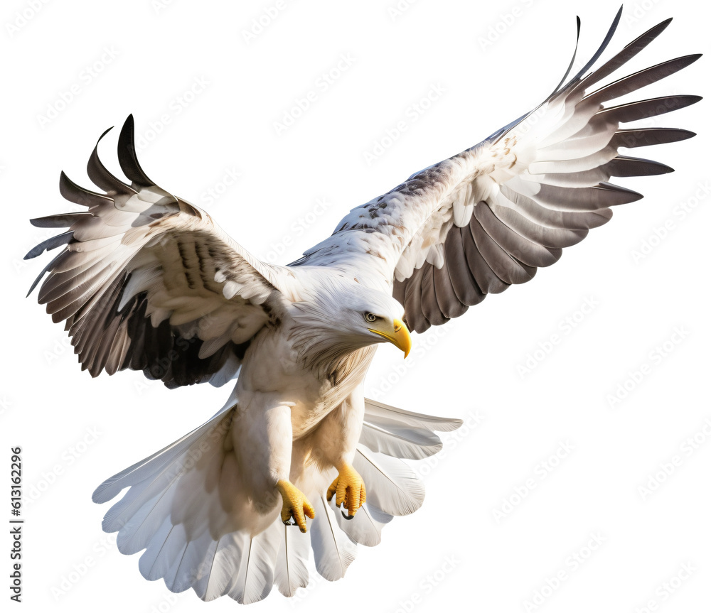 Flying eagle isolated on the transparent background PNG. Top view. AI ...