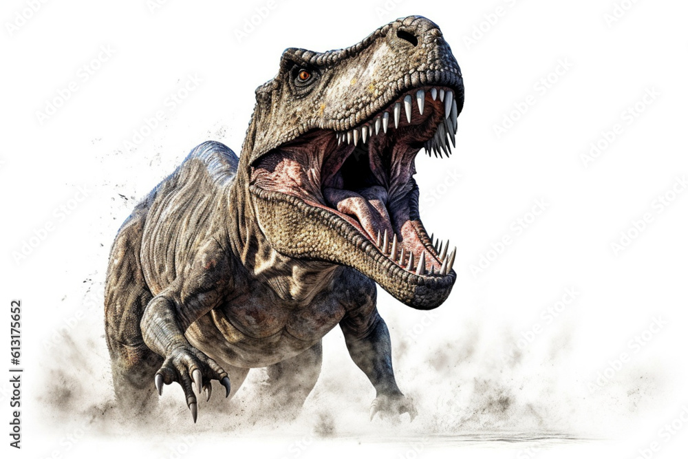 Tyrannosaurus rex. Dinosaur, realistic image. White background. Ai ...