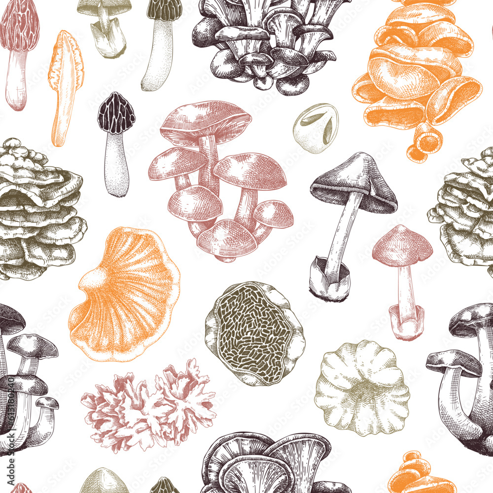 Vetor de Straw mushroom texture design. Edible fungus background ...