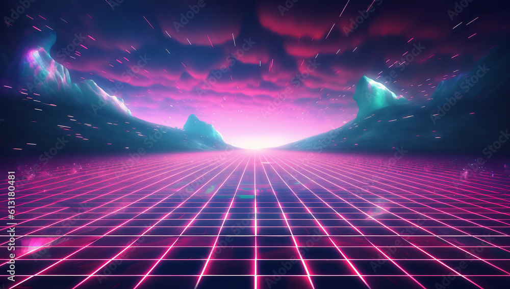 Stockillustratie Futuristic digital render in cyber landscape. Vector ...