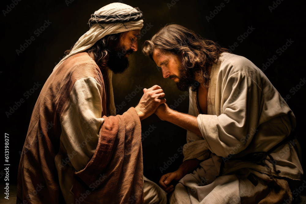 Jesus Christ healing and praying with a sinful man giving hope of ...
