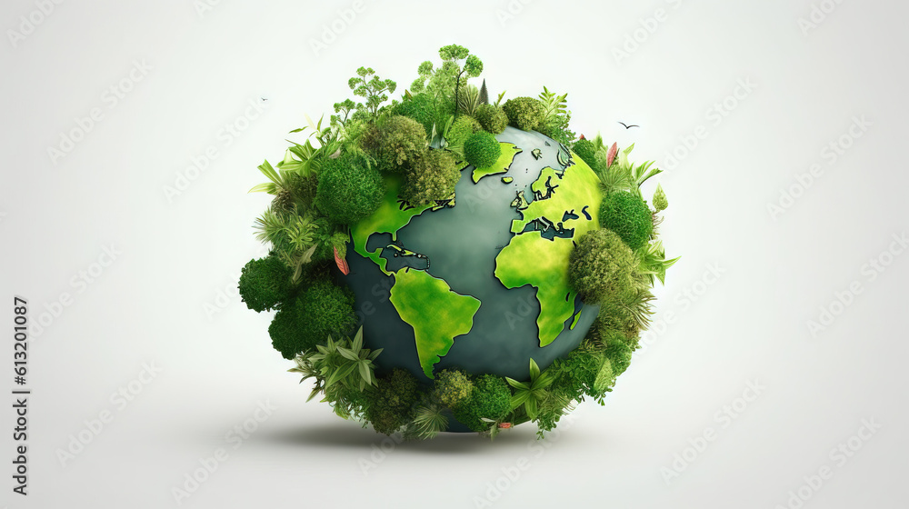 Earth day / World Environment day 3D background. Illustration has green ...