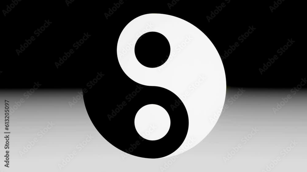 yin yang symbol 3d animation on black and white gradient background, Seamless loop 3D animation ...
