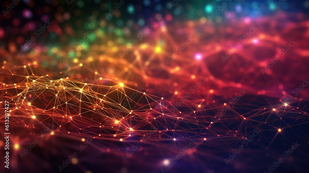 The abstract concept of network technology is depicted through a ...