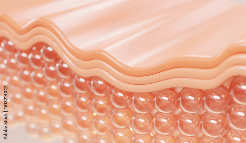 3D Collagen Skin Serum and Vitamin illustration isolated on soft color ...