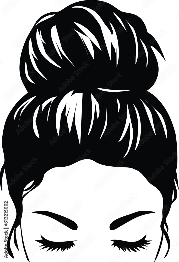 Vector illustration woman hair tied isolated on white background Stock ...