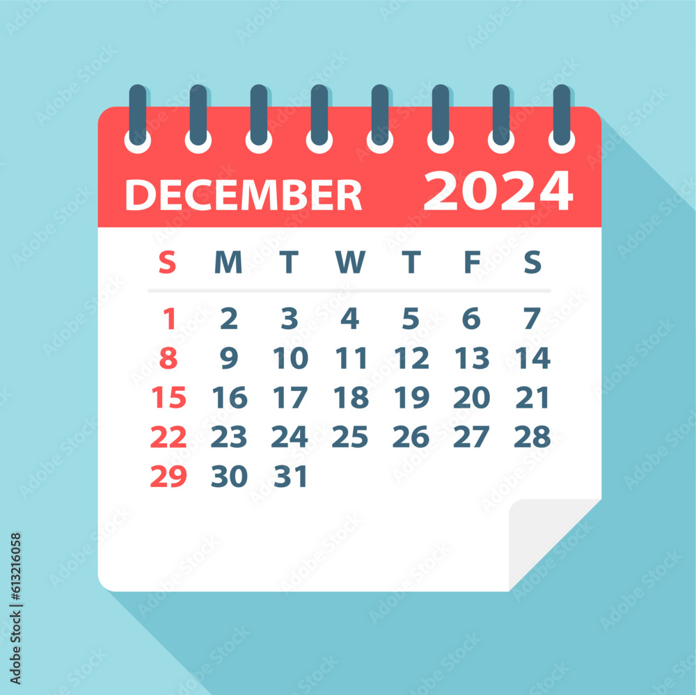 Photo & Art Print December 2024 Calendar Leaf - Vector Illustration ...