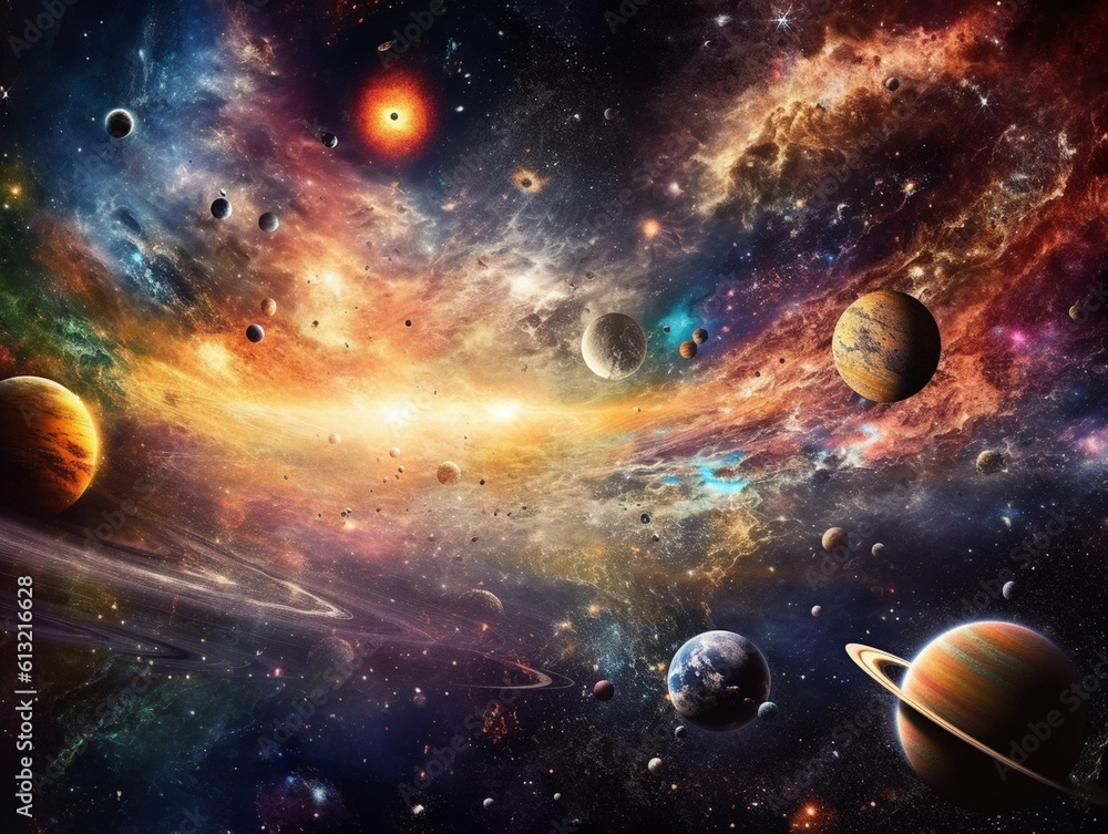 Cosmic backdrop with an assortment of celestial elements: Nebulae ...