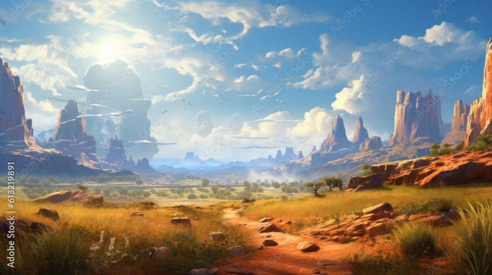 Fantasy Landscape Game Art Stock Illustration | Adobe Stock