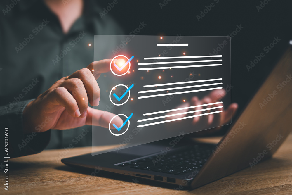 Smart checklist online on virtual screen and business management ...