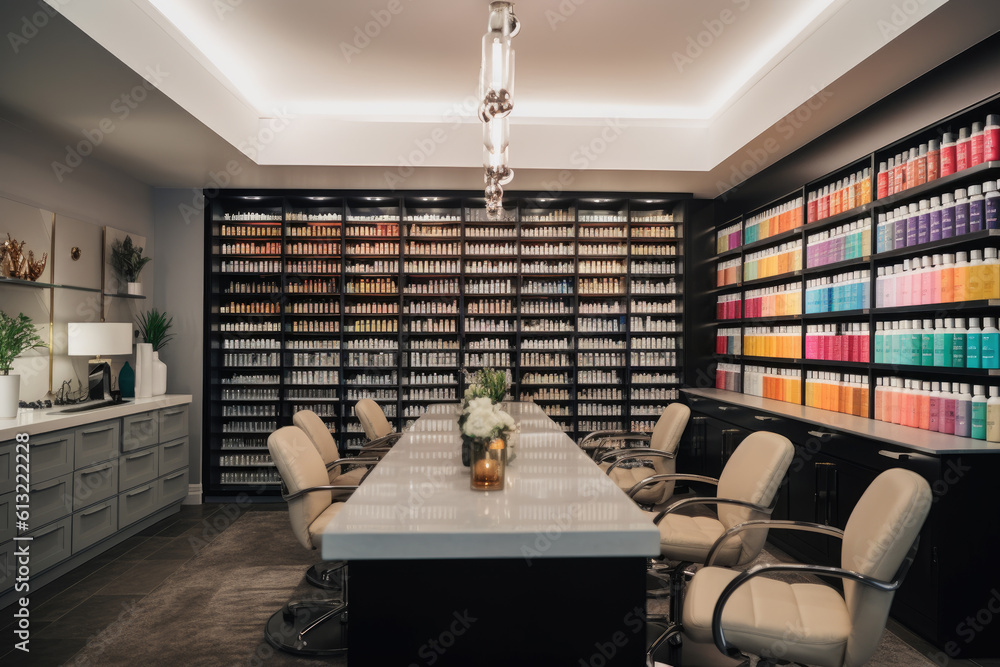 Generative AI illustration of modern nail studio interior design with ...