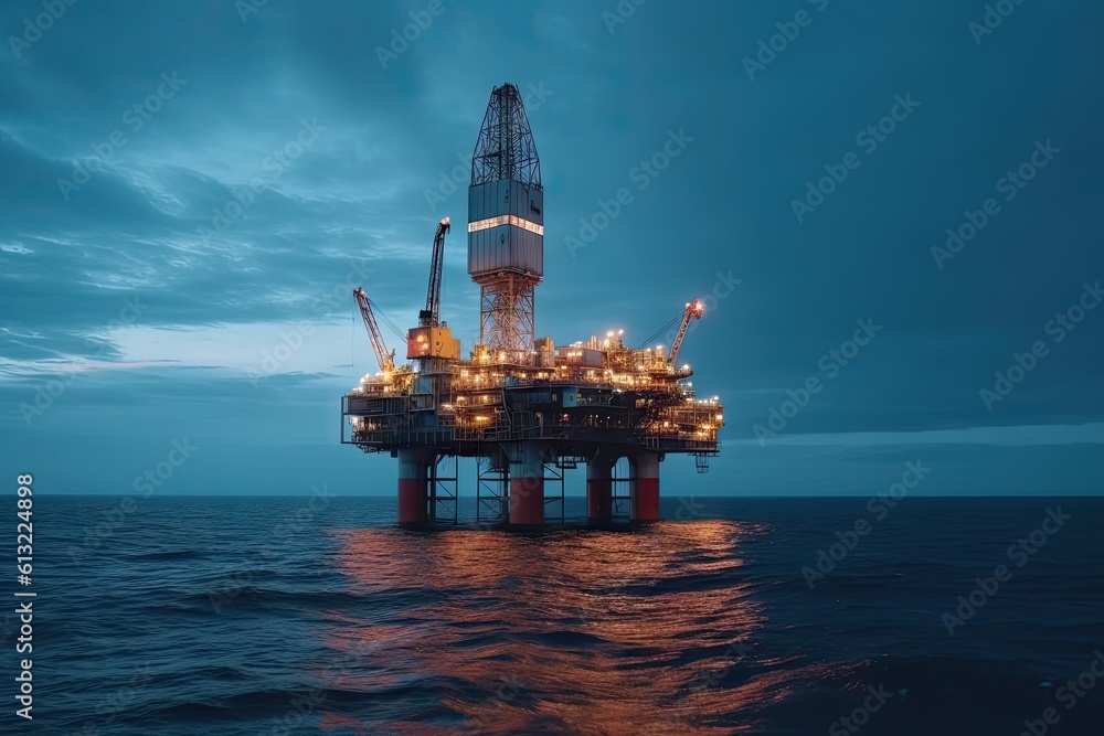 Offshore Oil Industry Technology with Oil Rig Stock Illustration ...