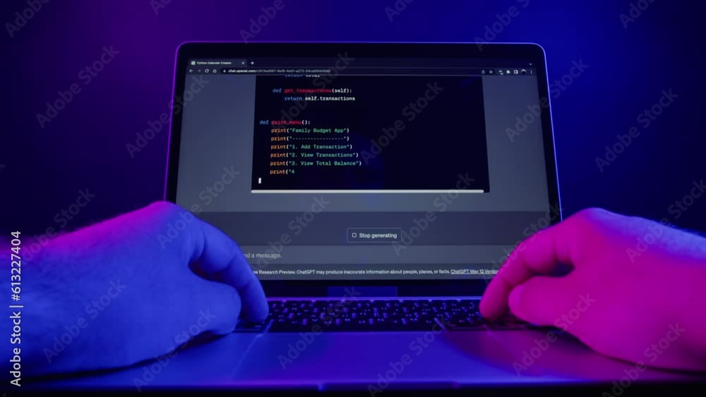 Vidéo Stock Man work with chat gpt AI online, connecting with AI and using a chat GPT. IT ...