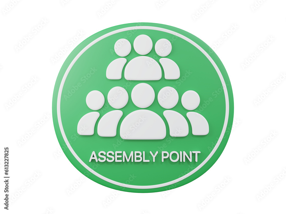Assembly point icon, gethering location point, isolated on white ...
