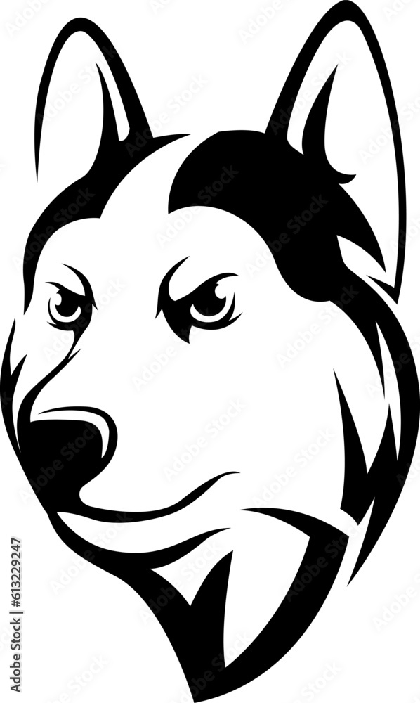 Head of dog. Wolf. abstract character illustration. Graphic logo of ...