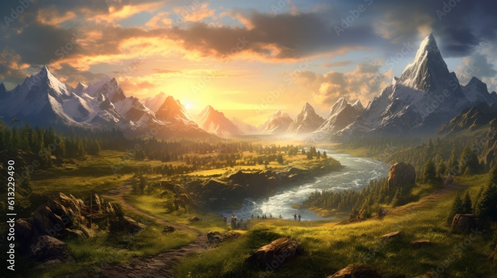 Fantasy Landscape Game Art Stock Illustration | Adobe Stock