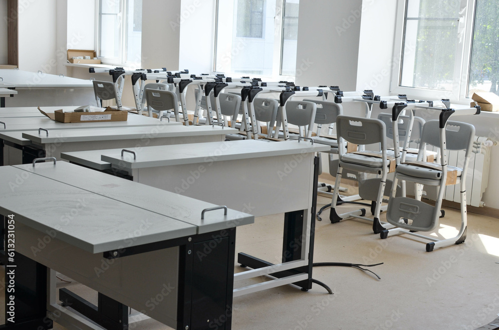 new school furniture in the classroom .school classroom after ...