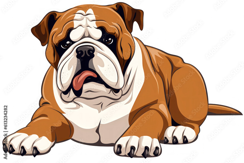 Friendly bulldog illustration cartoon on plain background. Stock ...