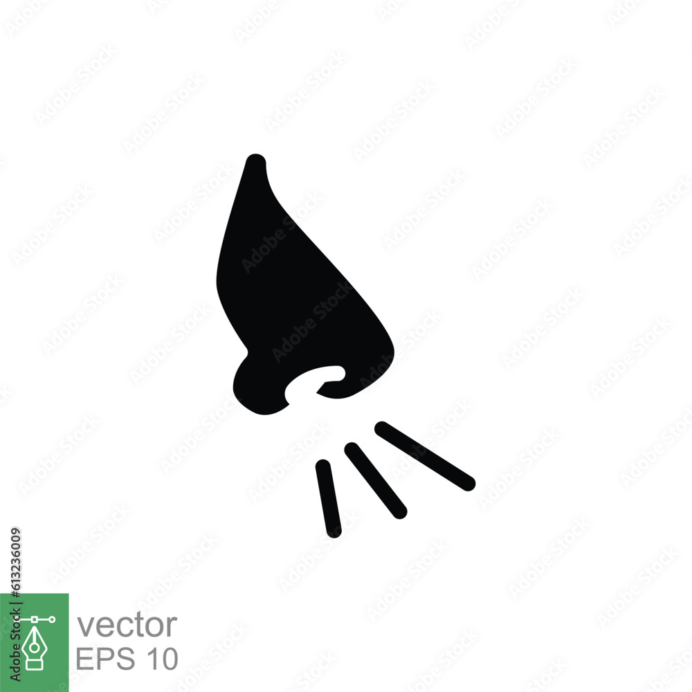 Runny nose icon. Simple solid style. Allergy, congestion, rhinitis ...