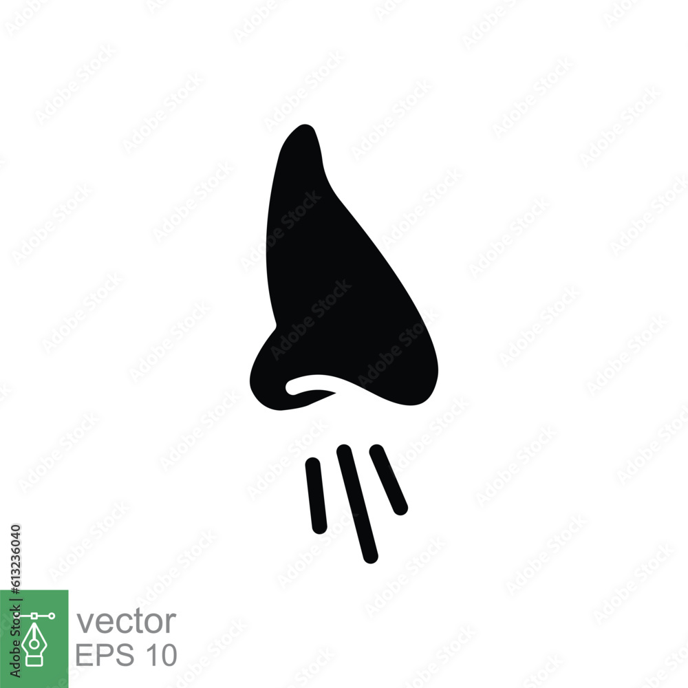 Runny nose icon. Simple solid style. Allergy, congestion, rhinitis, Allergic flu, cold, human ...