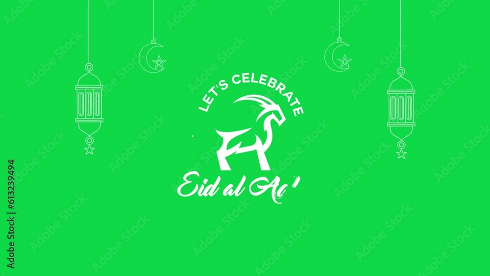 Eid al Adha Animated text for Gold text on green screen background ...