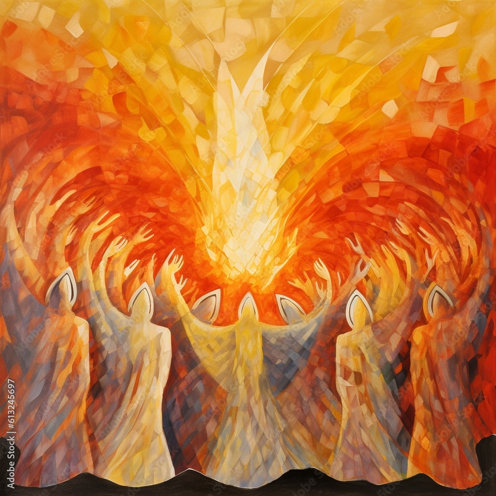 Pentecost: A Powerful Image of the Holy Spirit Descending as Tongues of Fire Stock Illustration ...