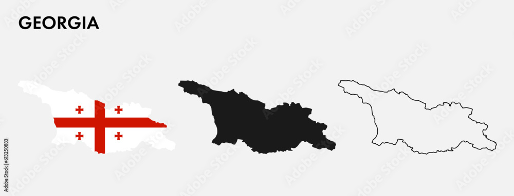 Set of Georgia map isolated on white background, vector illustration ...