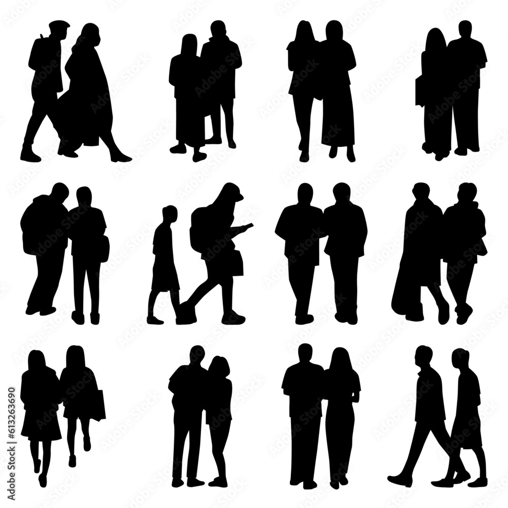 Vector Collection Set of Socialite People Silhouettes Stock Vector ...