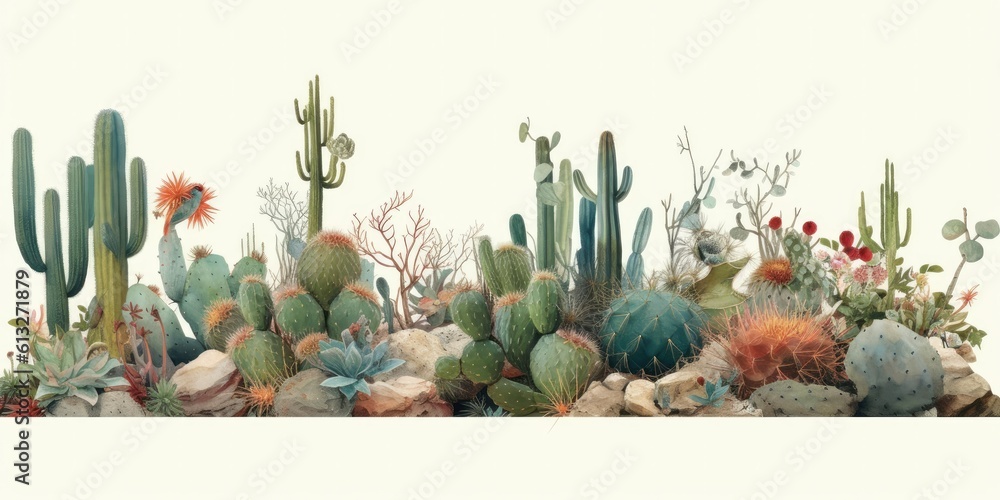 Cactus Oasis Wall Art collection of cacti in various shapes and sizes ...